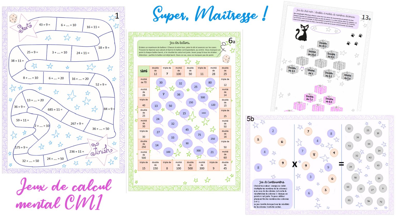 Jeux pour le calcul mental CM - Super Maitresse