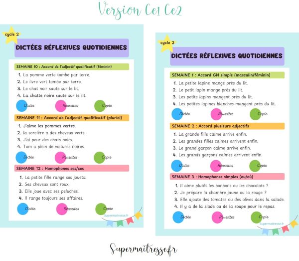 24 semaines de dictées réflexives quotidiennes cycle 2 inspirées du ...